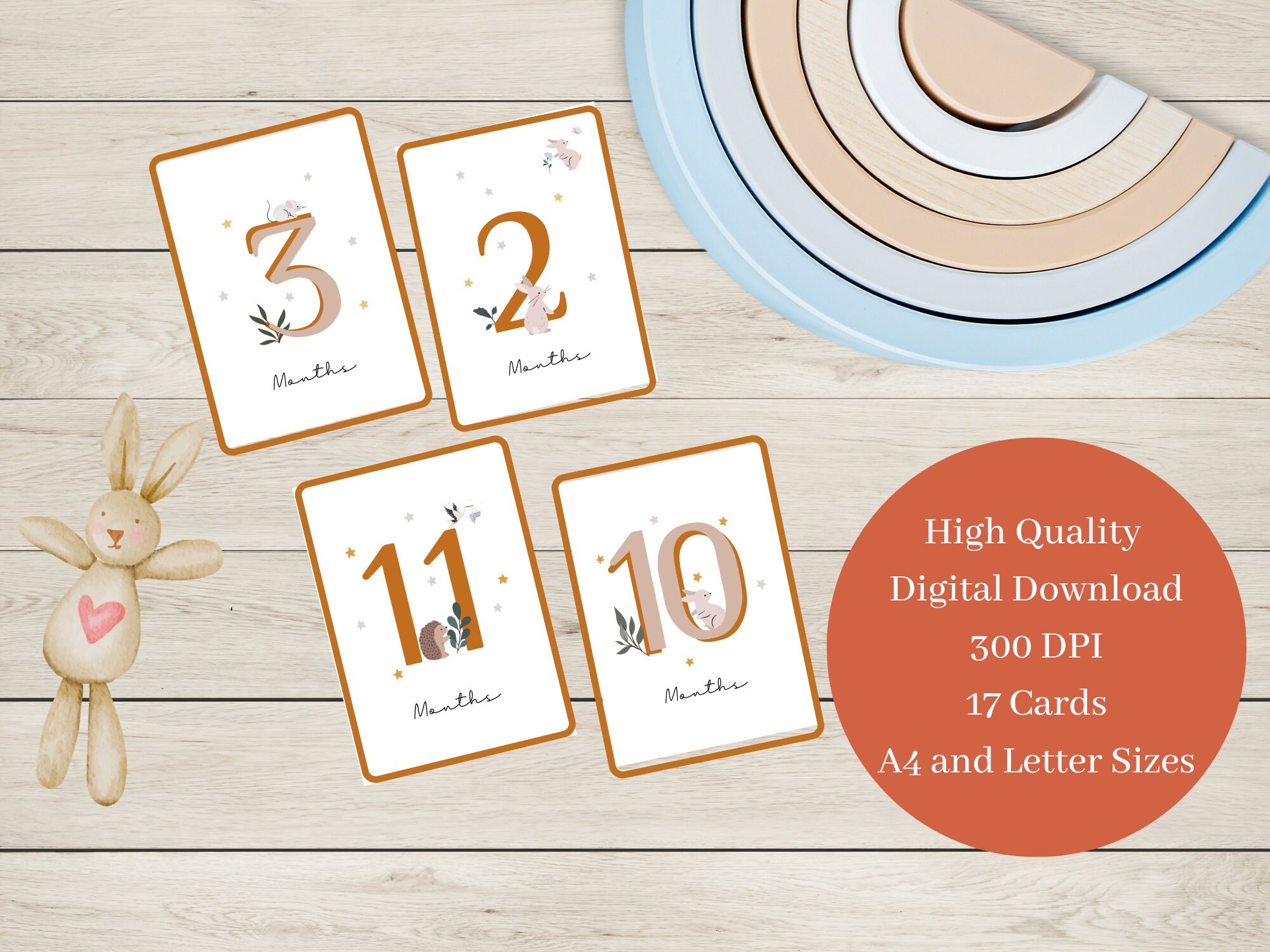 Hito mensual del bebé, Meilensteinkarten Baby, 12 tarjetas de hito del ...