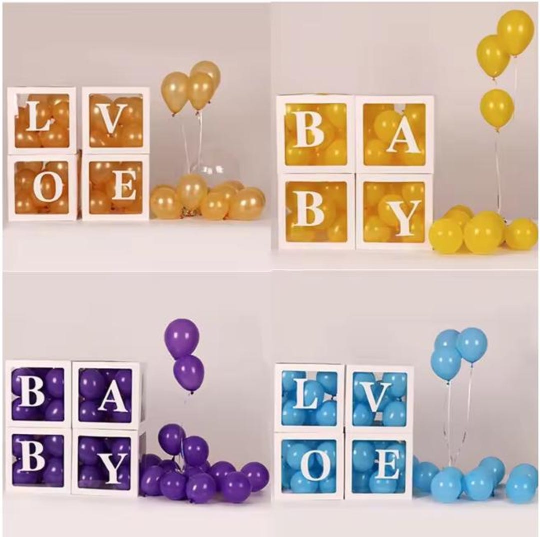 Transparent Letter Balloon Box Baby Shower Decorations Happy Birthday ...