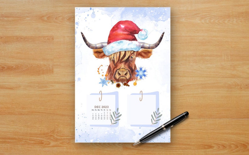 Watercolor Highland Cow Agenda Monthly Cover Pages Inserts W/ - Etsy