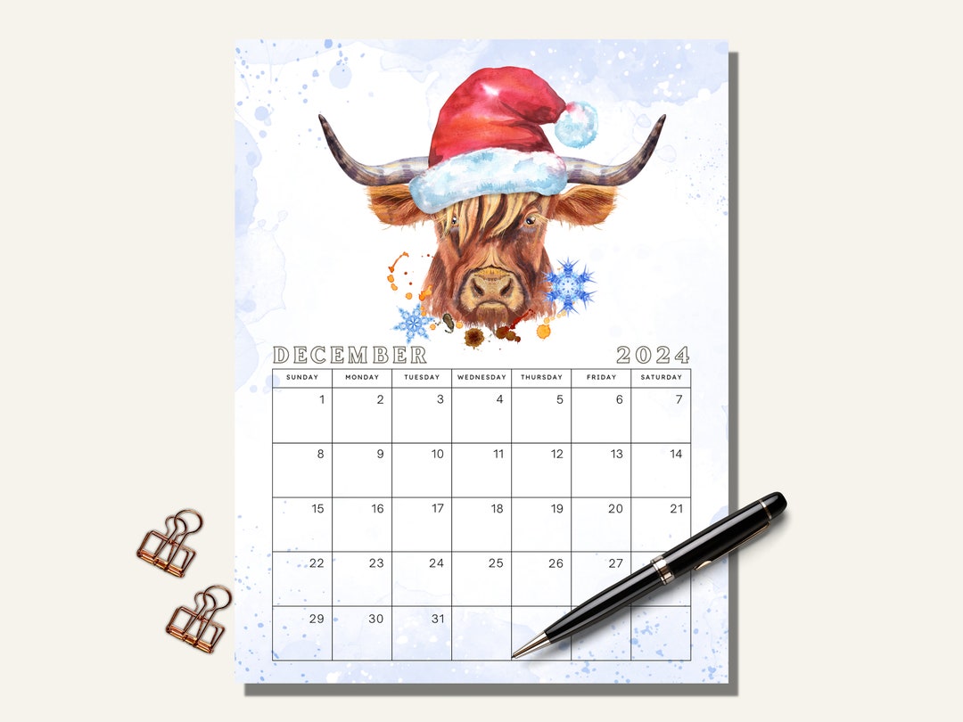 Printable Highland Cow Portraits Monthly Calendar 2024 - Etsy Australia
