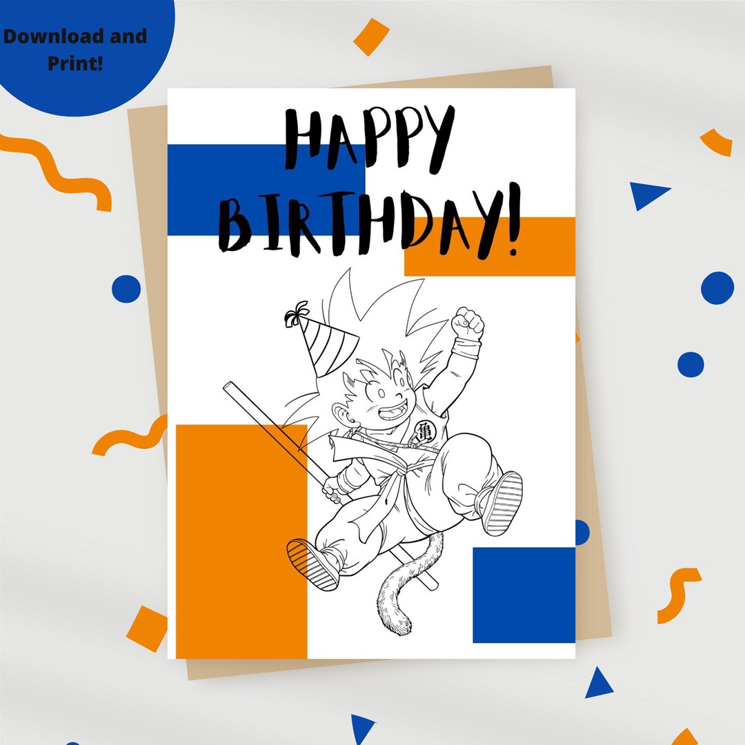Dbz Birthday Card Dbz Card Dbz Cards Etsy