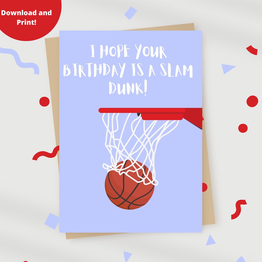 Basketball Birthday Card, Basketball Card - Etsy