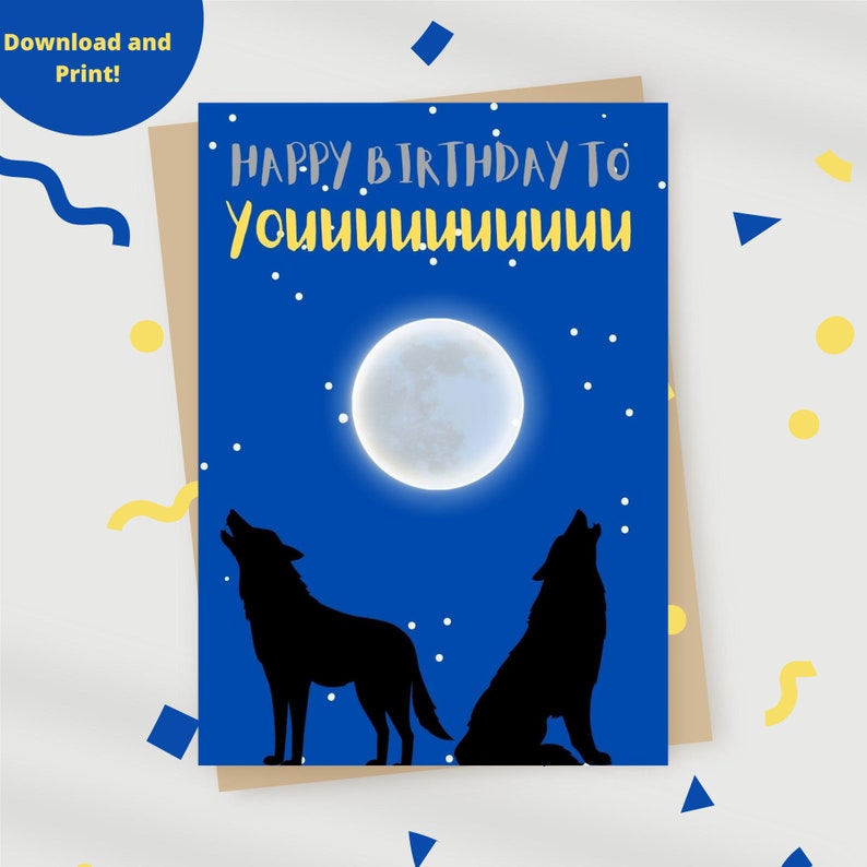 Wolf Birthday Card, Wolf Card, Wolf Svg, Wolves Card, Wolves Birthday ...