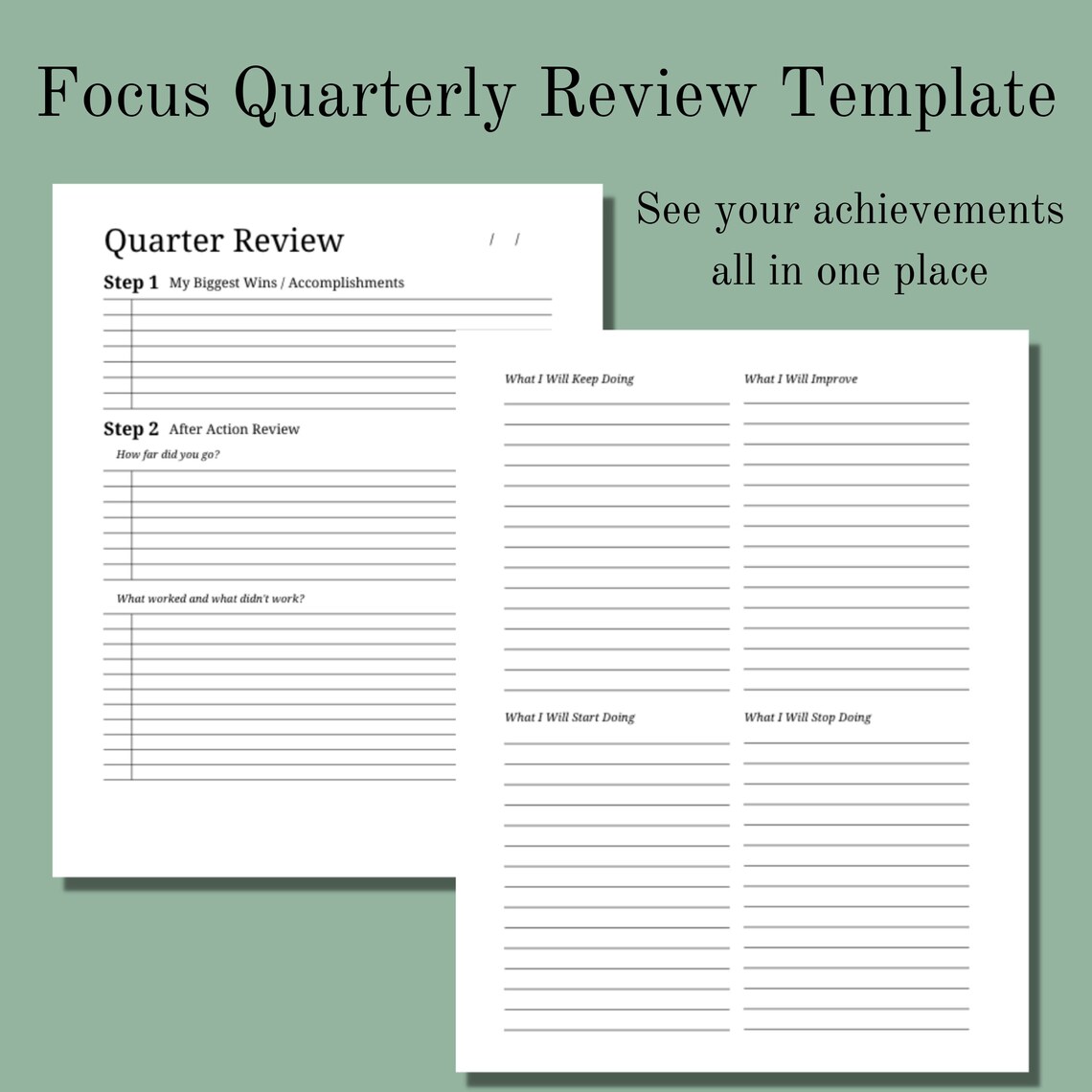 Quarterly Review Focus Planner Template | Printable Quarterly Planner ...