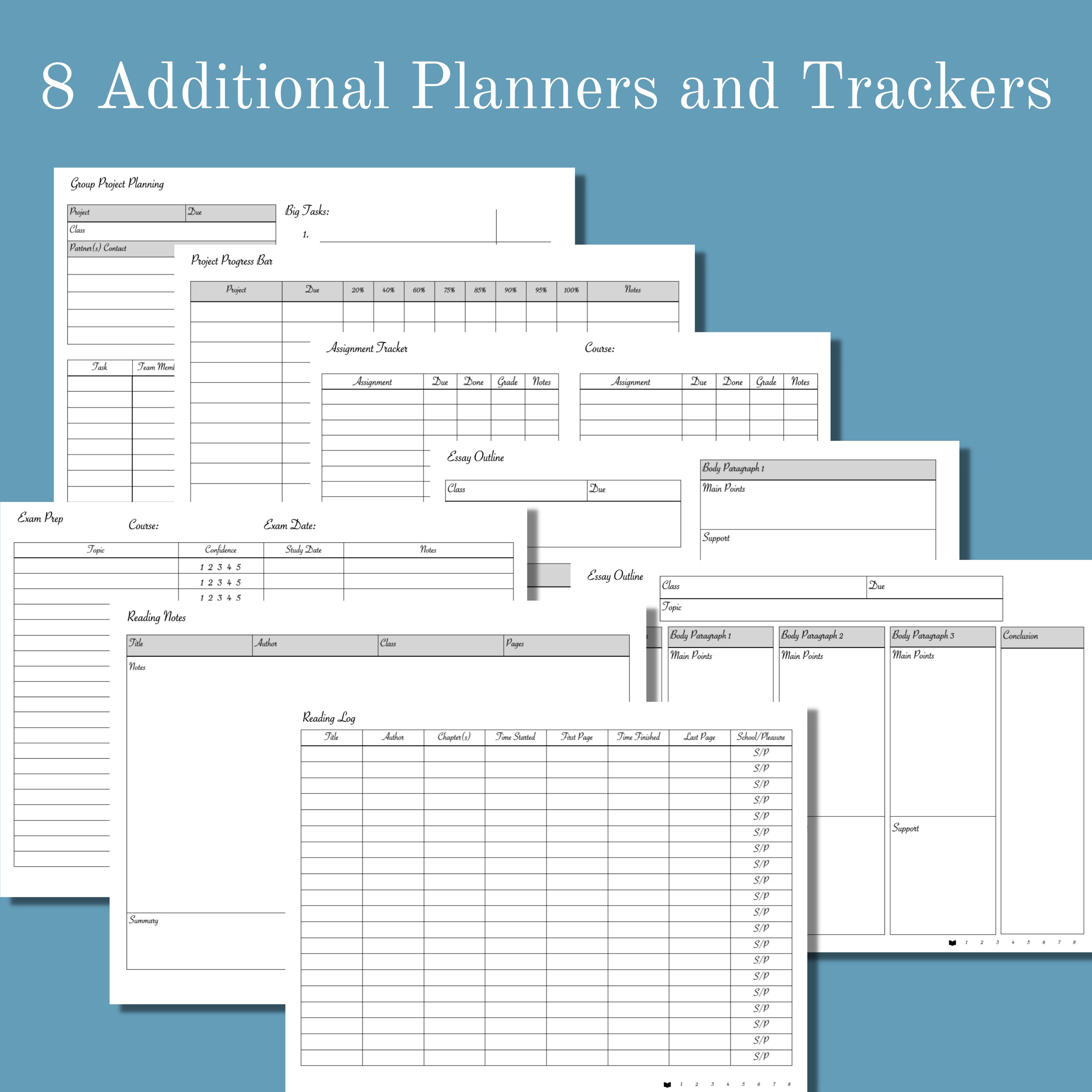 Academic Study Planner Academic Planner Academic Notebook - Etsy