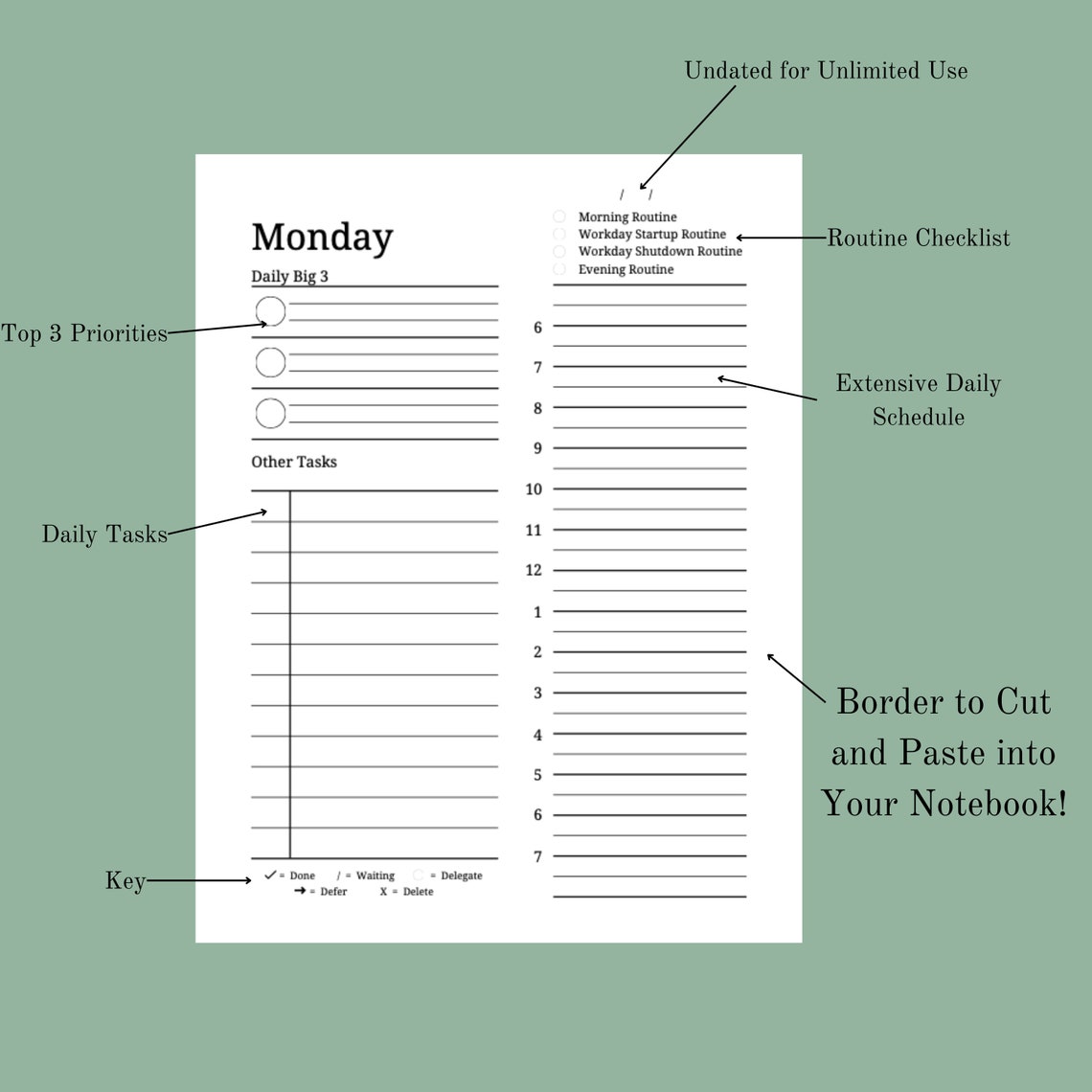 Daily Focus Planner Template | Printable Daily Focus Planner | Daily ...