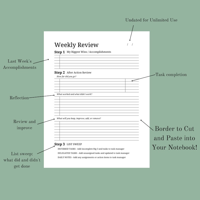 Weekly Focus Review Planner Template | Printable Weekly Planner ...