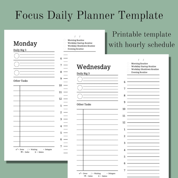 Daily Focus Planner Template Printable Daily Focus Planner - Etsy