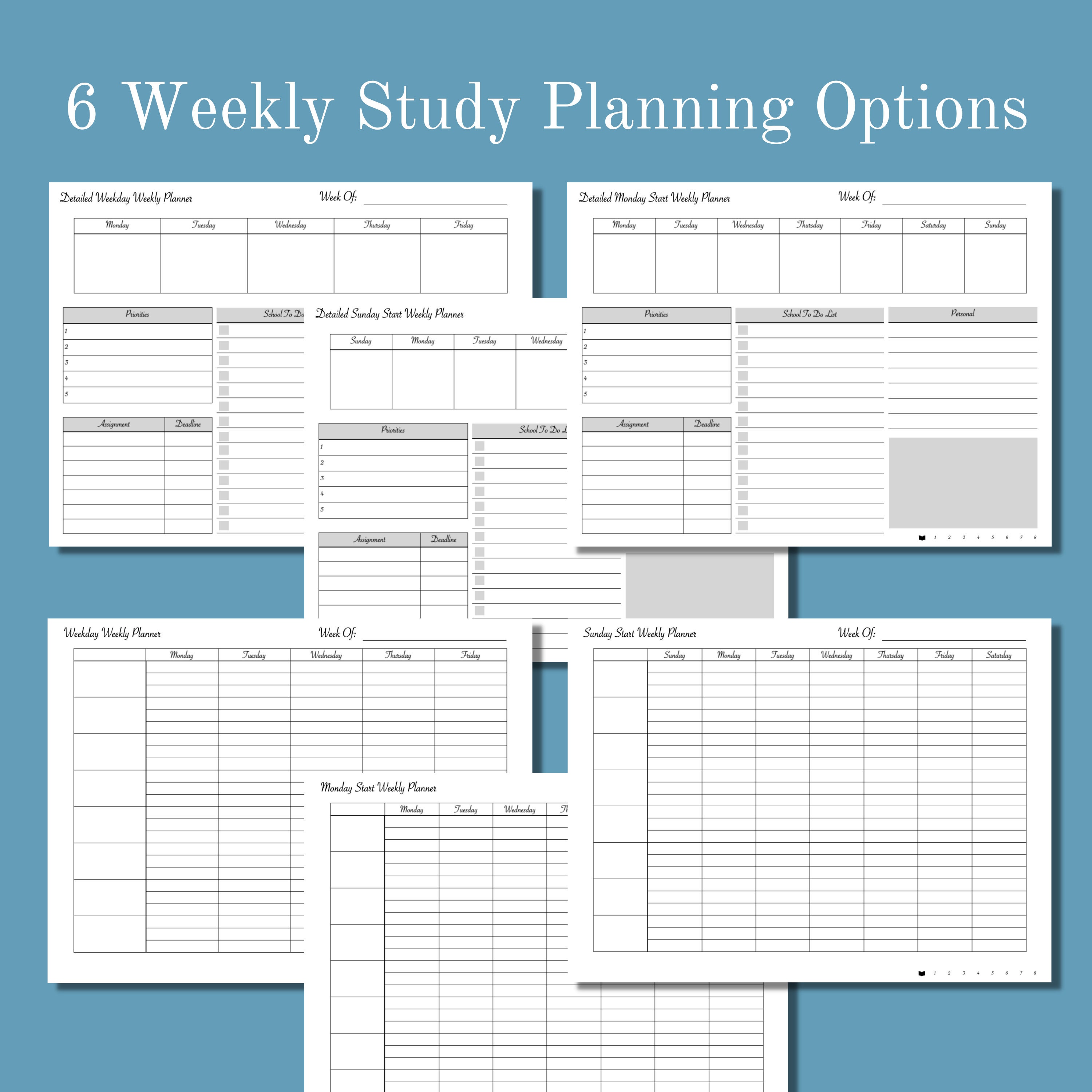 Academic Study Planner Academic Planner Academic Notebook - Etsy