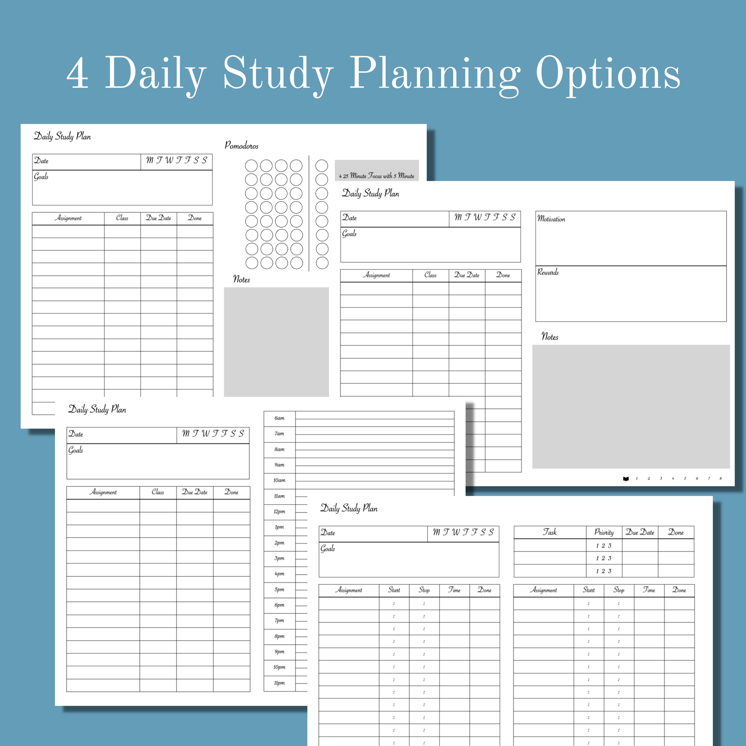 Academic Study Planner Academic Planner Academic Notebook - Etsy