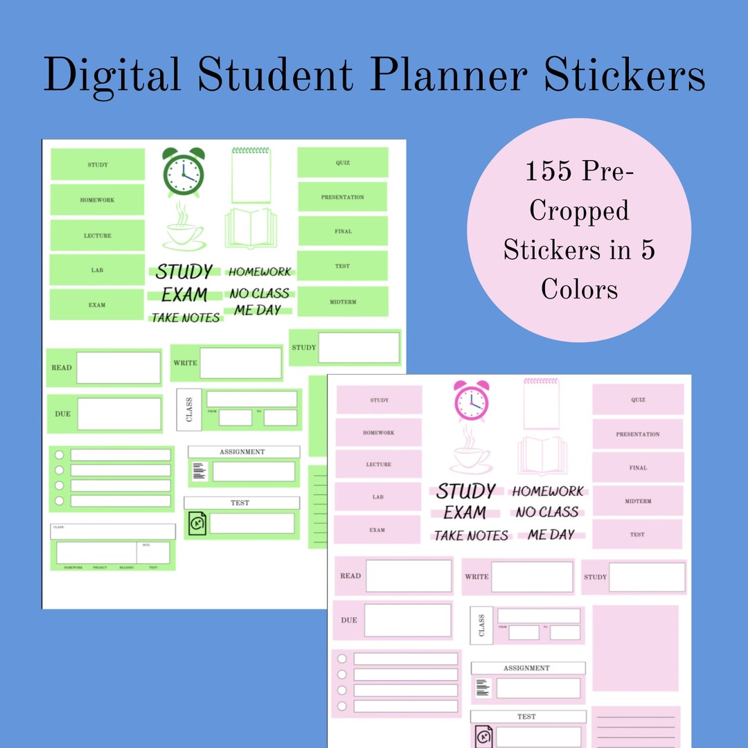 Digital Stickers for Students Academic Planner Stickers in - Etsy