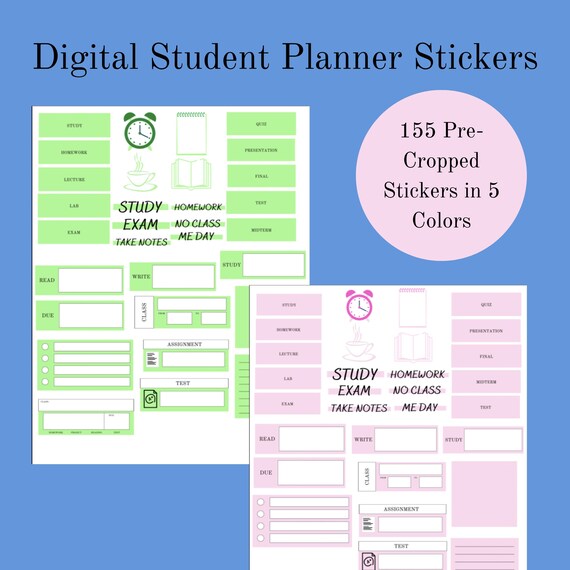 Digital Stickers for Students Academic Planner Stickers in - Etsy