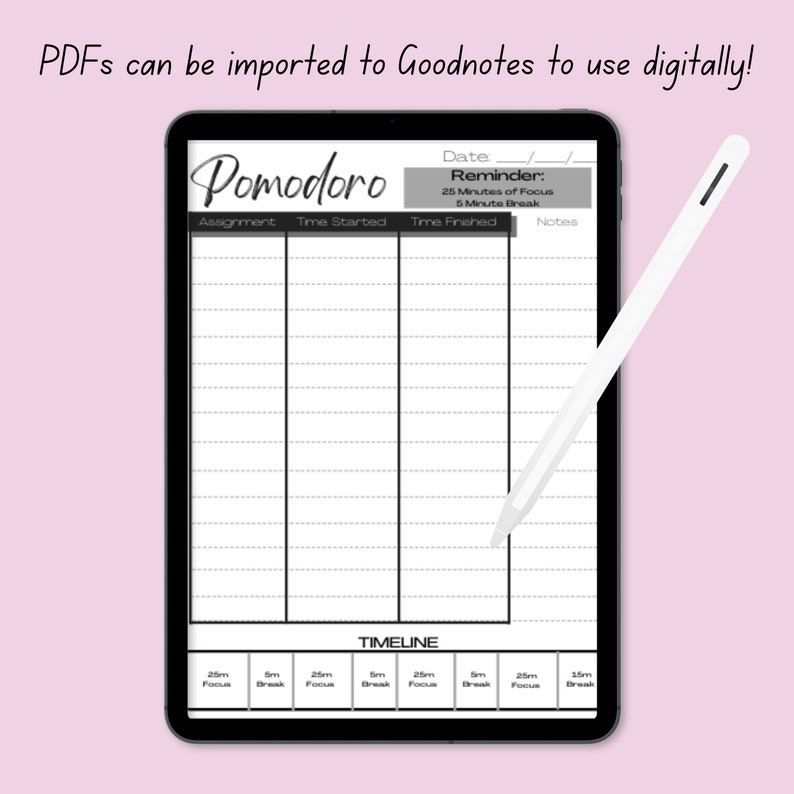 Pomodoro Tracker ADHD Pomodoro Technique Template, Beat Procrastination ...