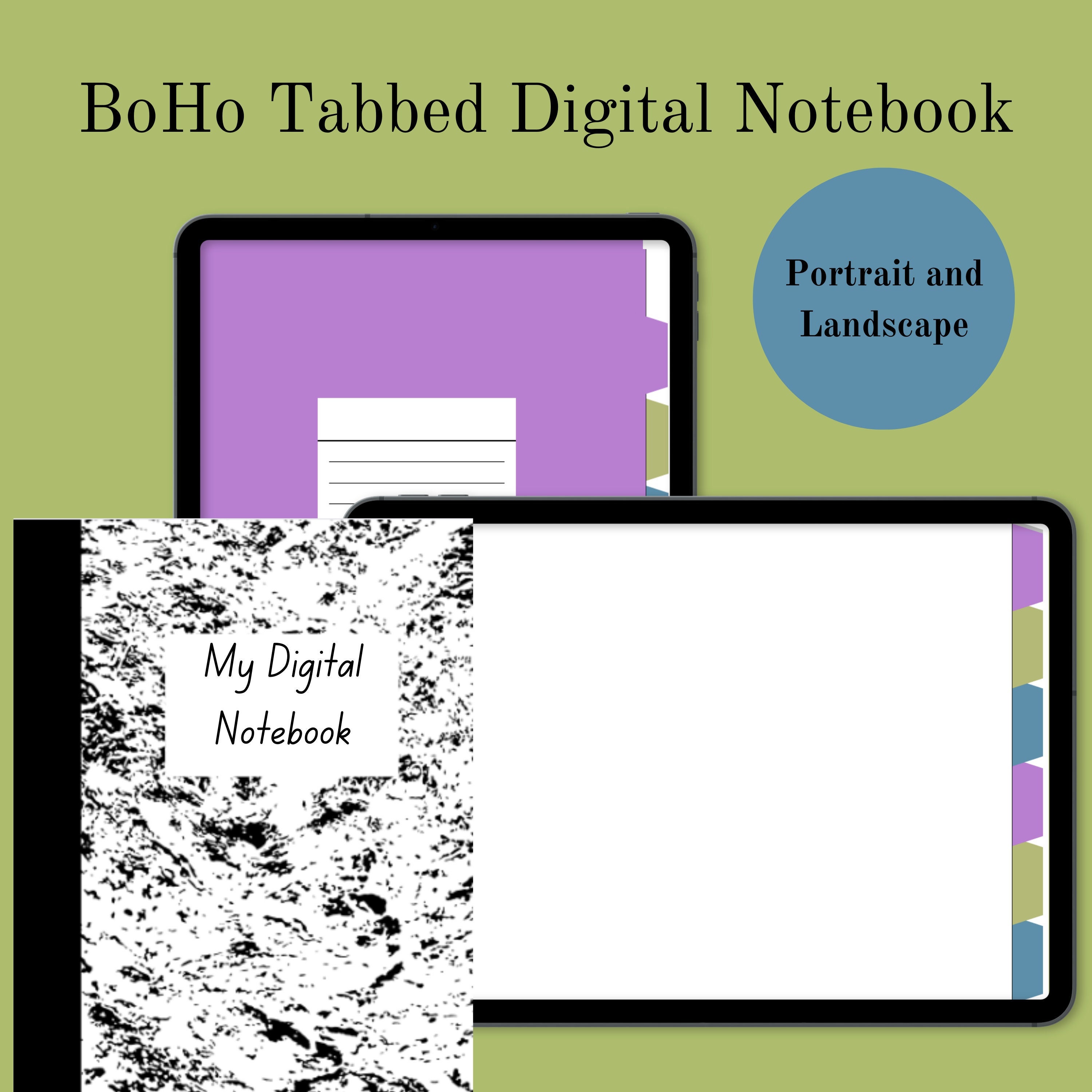Boho Digital Notebook With Tabs and Digital Covers - Etsy