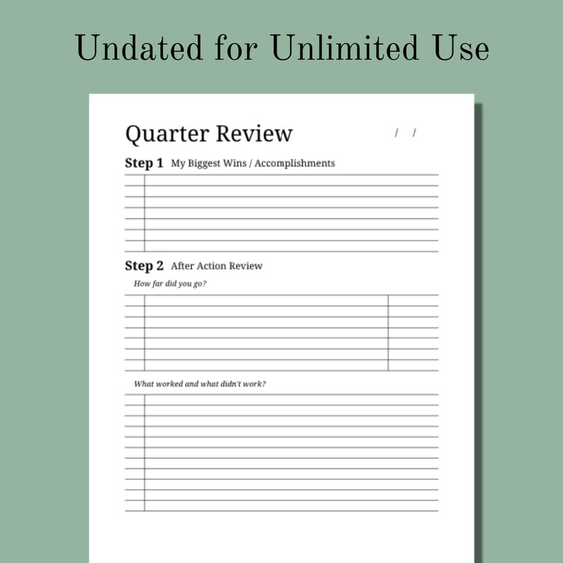 Quarterly Review Focus Planner Template | Printable Quarterly Planner ...