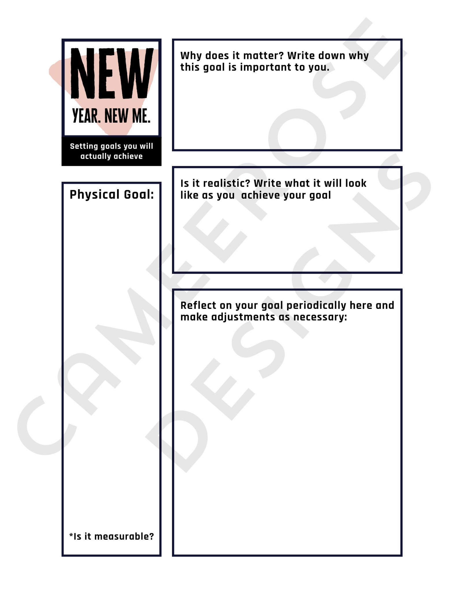 New Years Goals Worksheet - Etsy