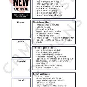 New Years Goals Worksheet - Etsy
