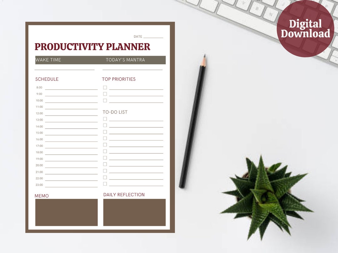 Productivity Planner, Printable Planner, Daily Planner, Digital Planner ...
