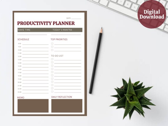 Productivity Planner Printable Planner Daily Planner | Etsy