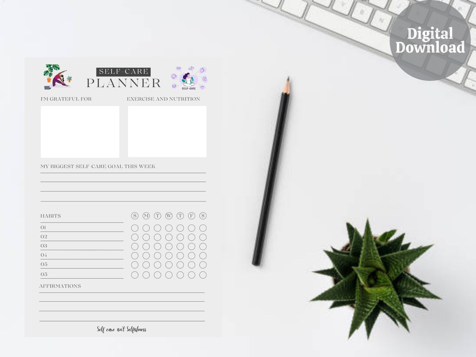 Self Care Checklist Self Care Planner Selfcare Journal Etsy