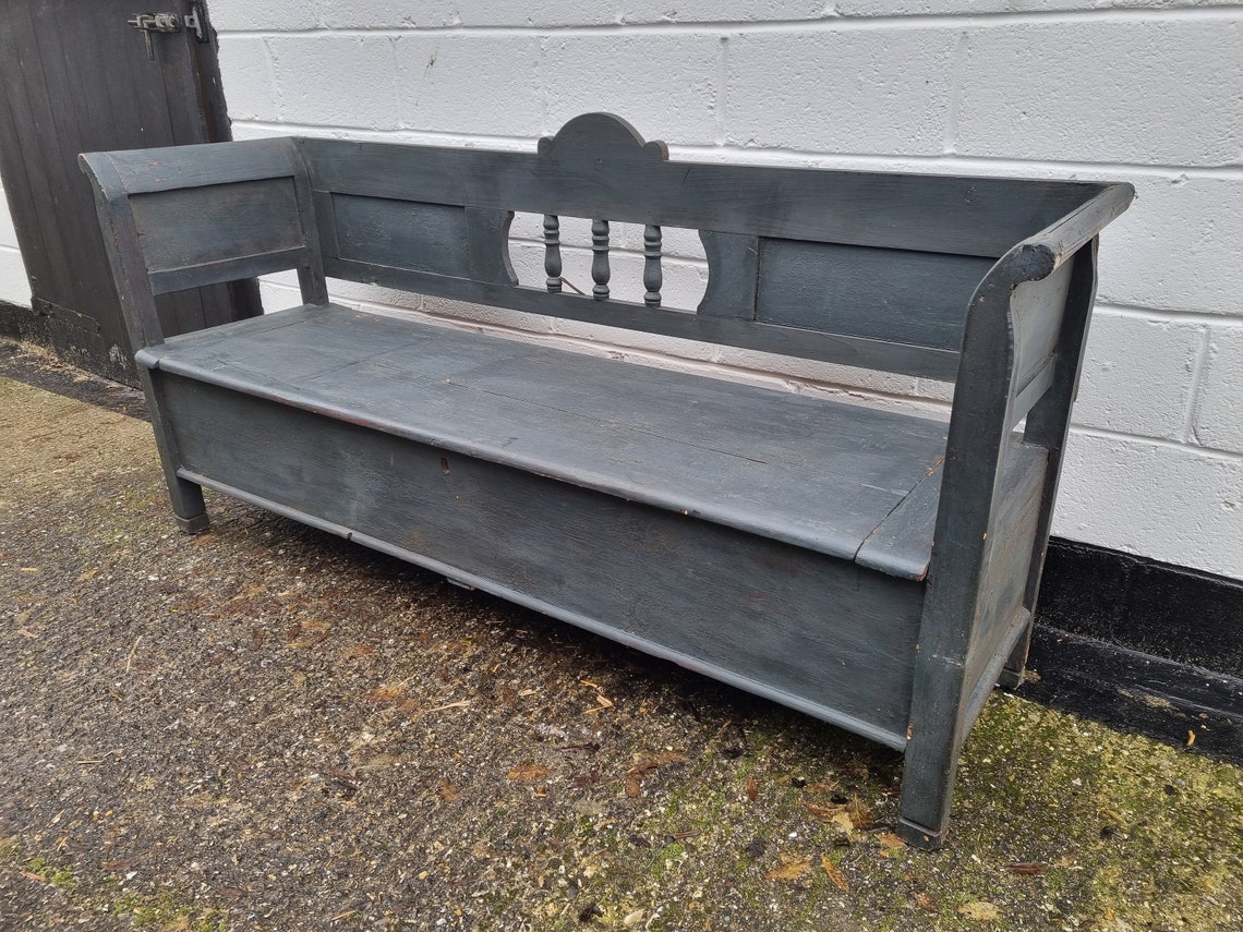 Original Beautiful Grey Farmhouse Vintage Bench From East Europe - Etsy