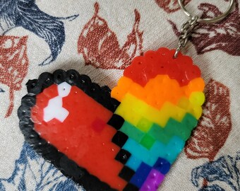 Heart Perler Bead Keychain - Etsy