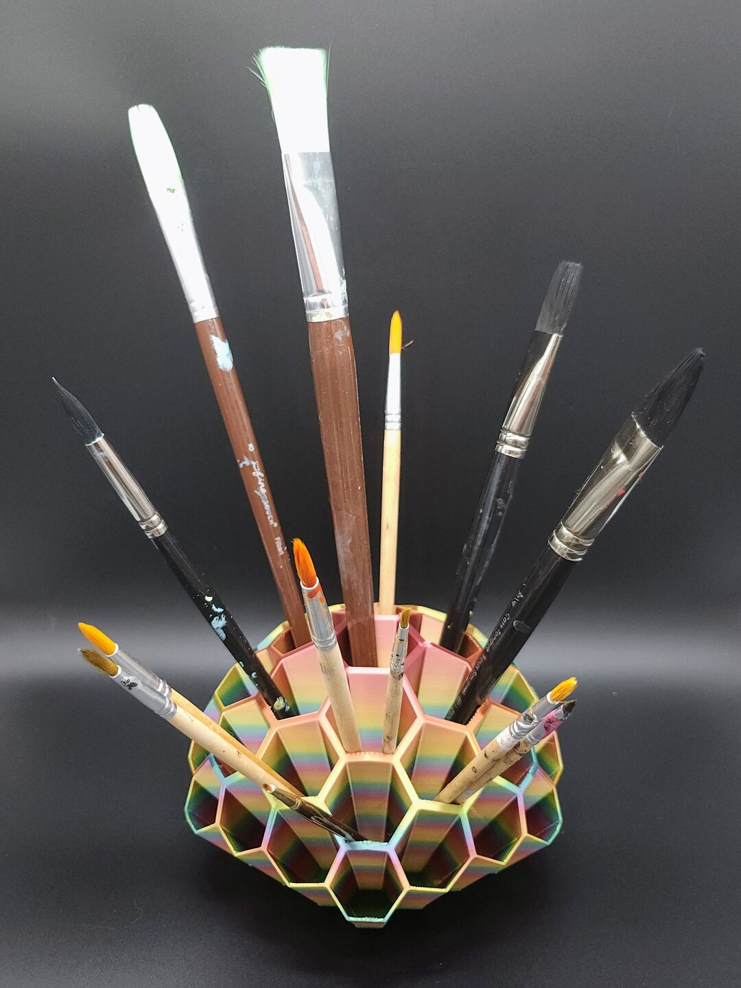 Rainbow Desk Organizer and Paintbrush Organizer. - Etsy