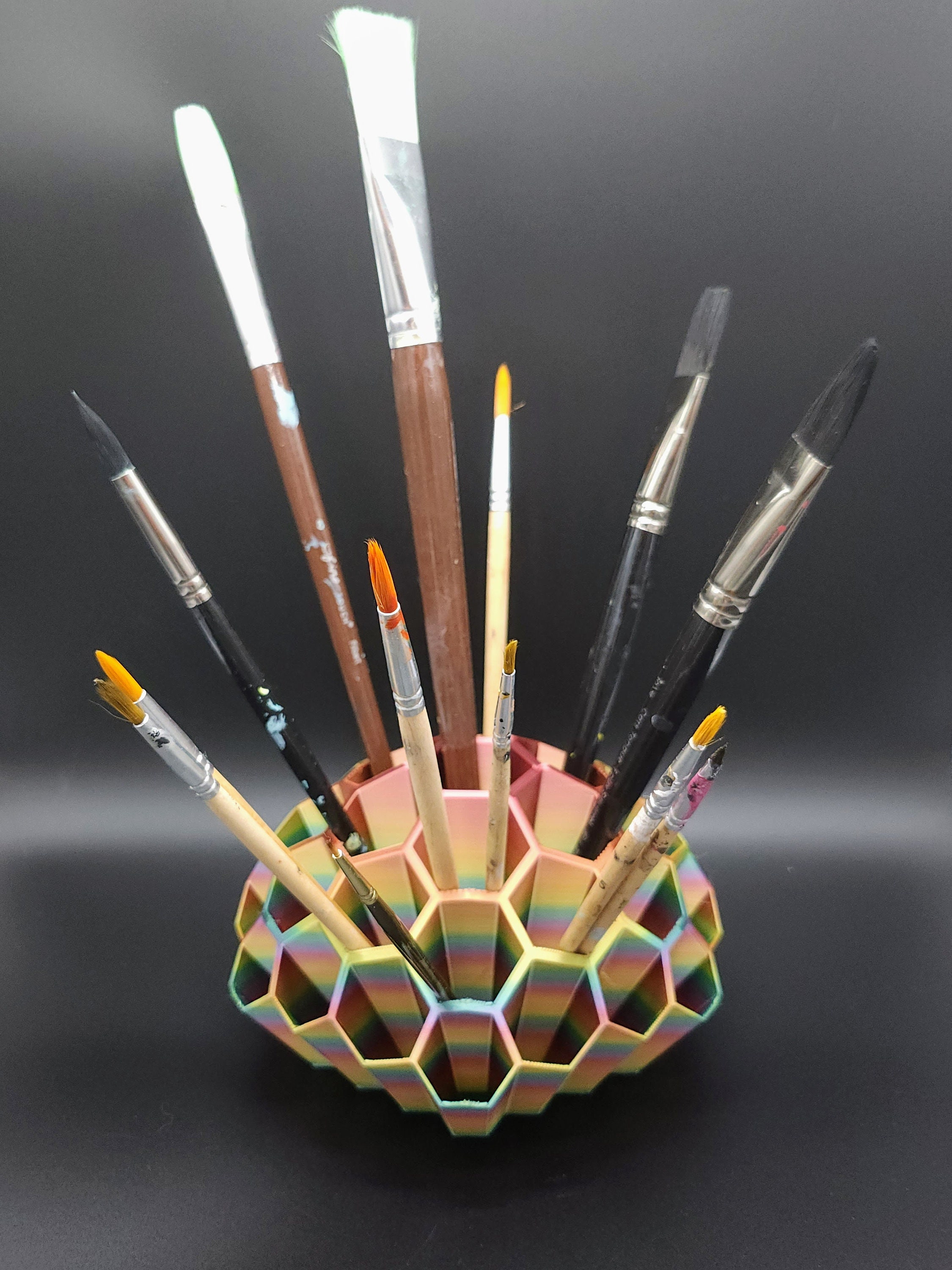 Rainbow Desk Organizer and Paintbrush Organizer. - Etsy