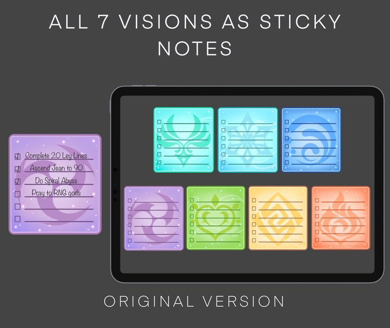 Genshin Impact Digital Planner Sticky Notes Sticker Pack for Goodnotes ...