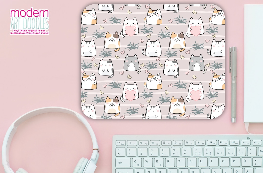 Kitty Pastel Cute Kawaii Gaming Mouse Pad, Computer Keyboard Office ...