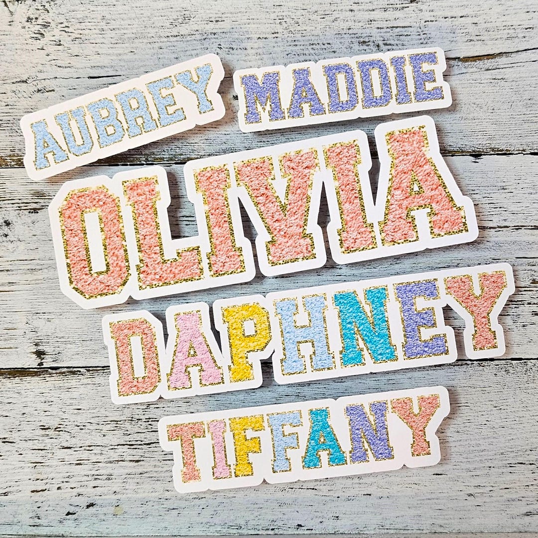 Chenille Name Sticker, Personalized Labels, Preppy Name Stickers ...