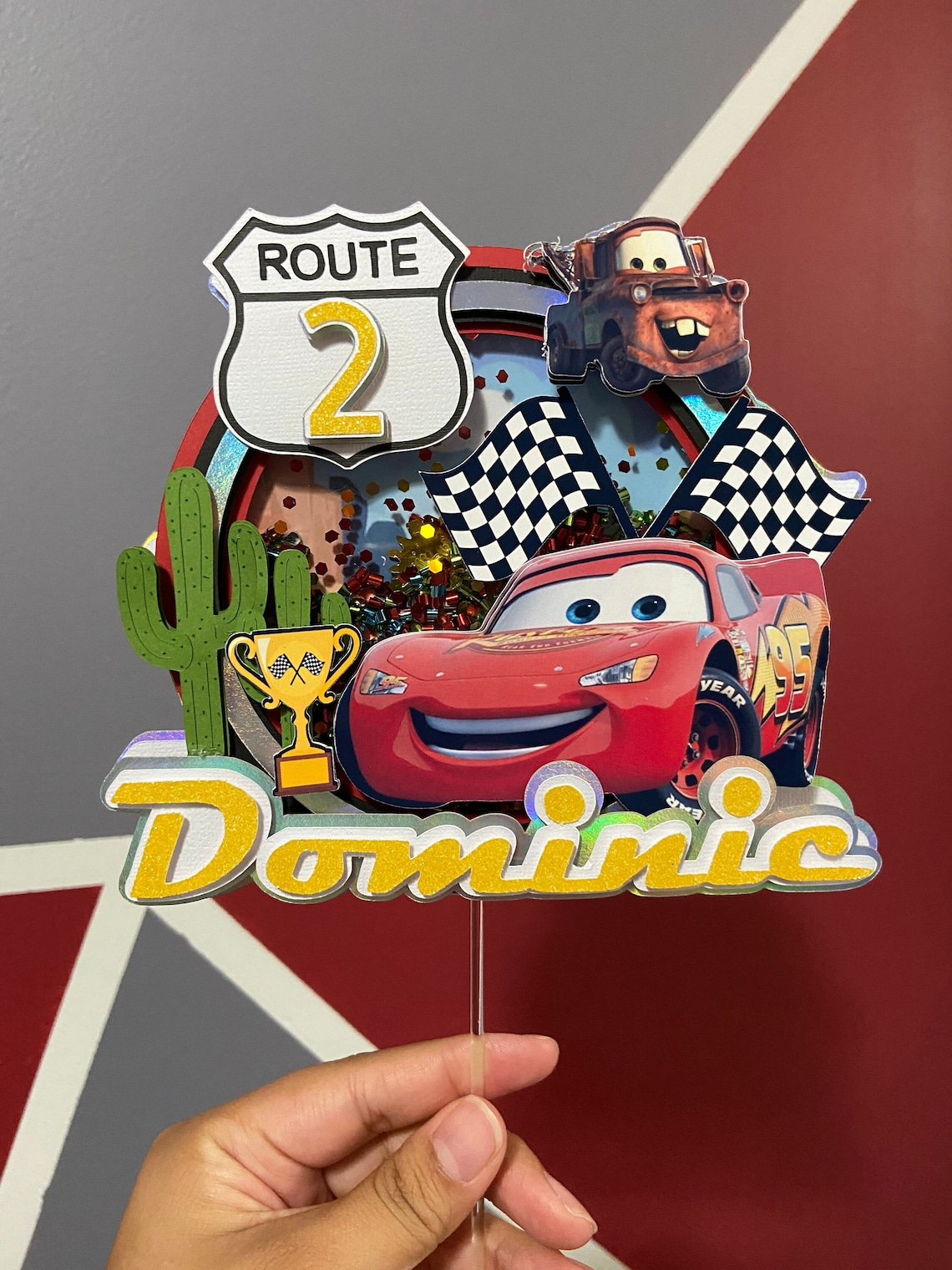 Cars 3D Cake Topper Shaker Banner Cupcake Toppers Lightning Mcqueen ...