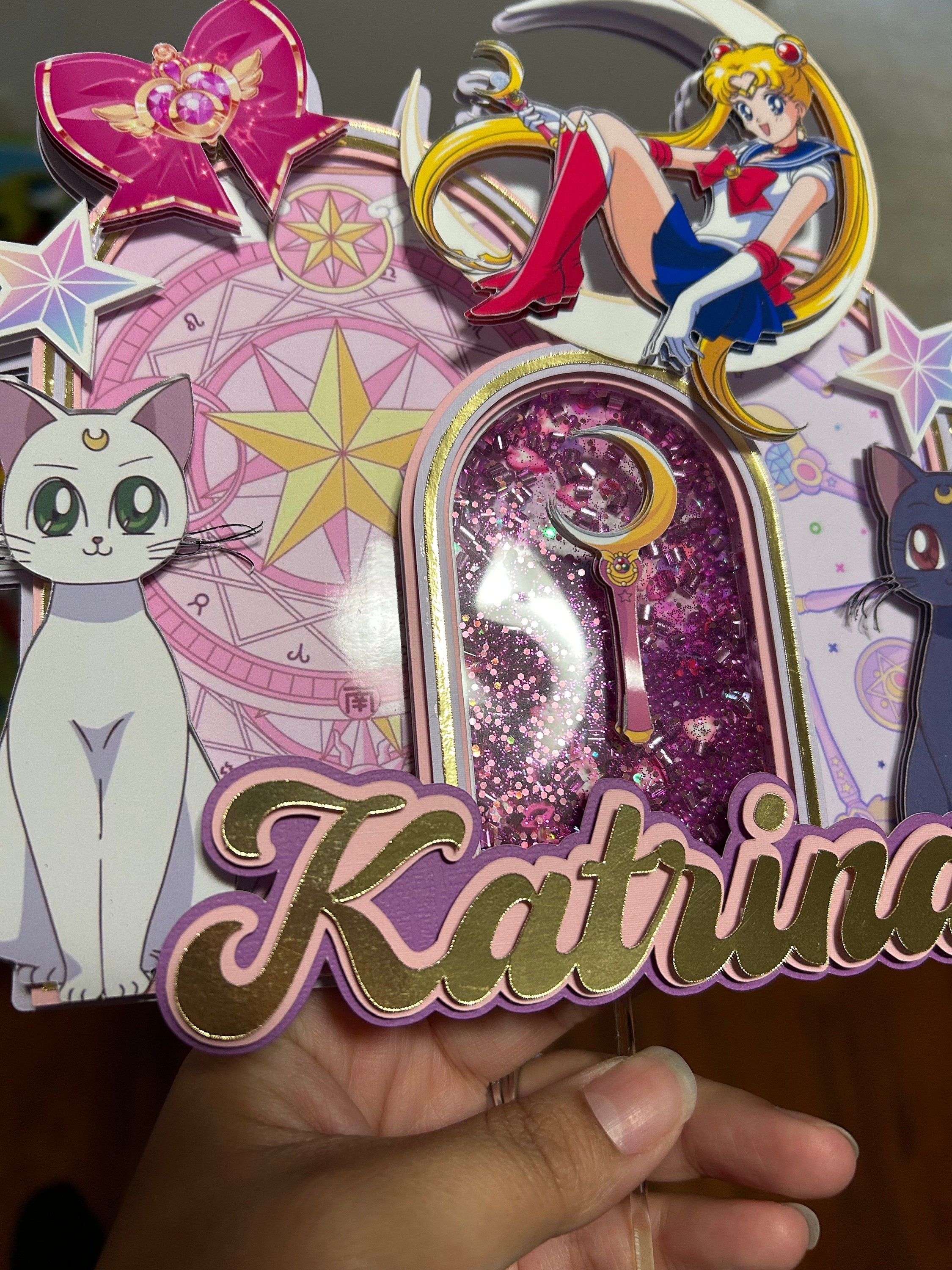 Sailor Moon Shaker Cake Topper Luna Artemis Anime - Etsy