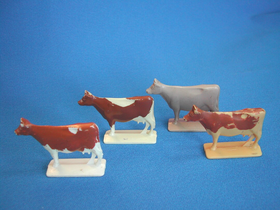 Hard Plastic Toy Cows Vintage FOUR - Etsy