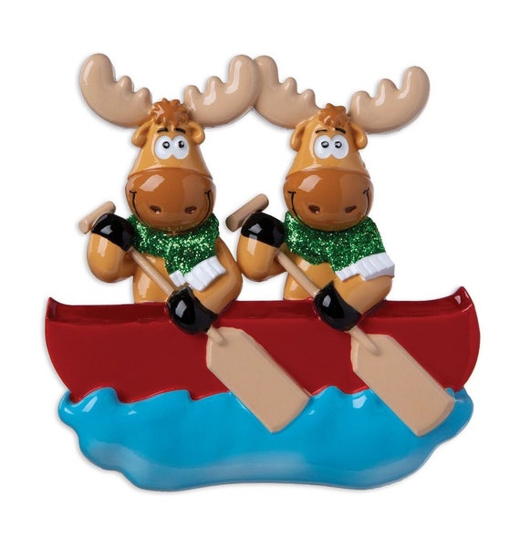 Moose Family of 2 on Canoe Personalized Christmas Ornament - Etsy