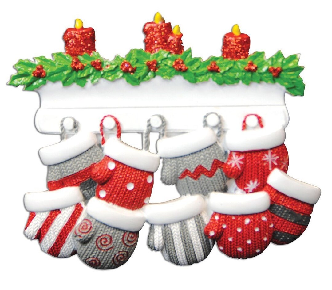 Mitten Family of 9 Personalized Christmas Tree Ornament - Etsy