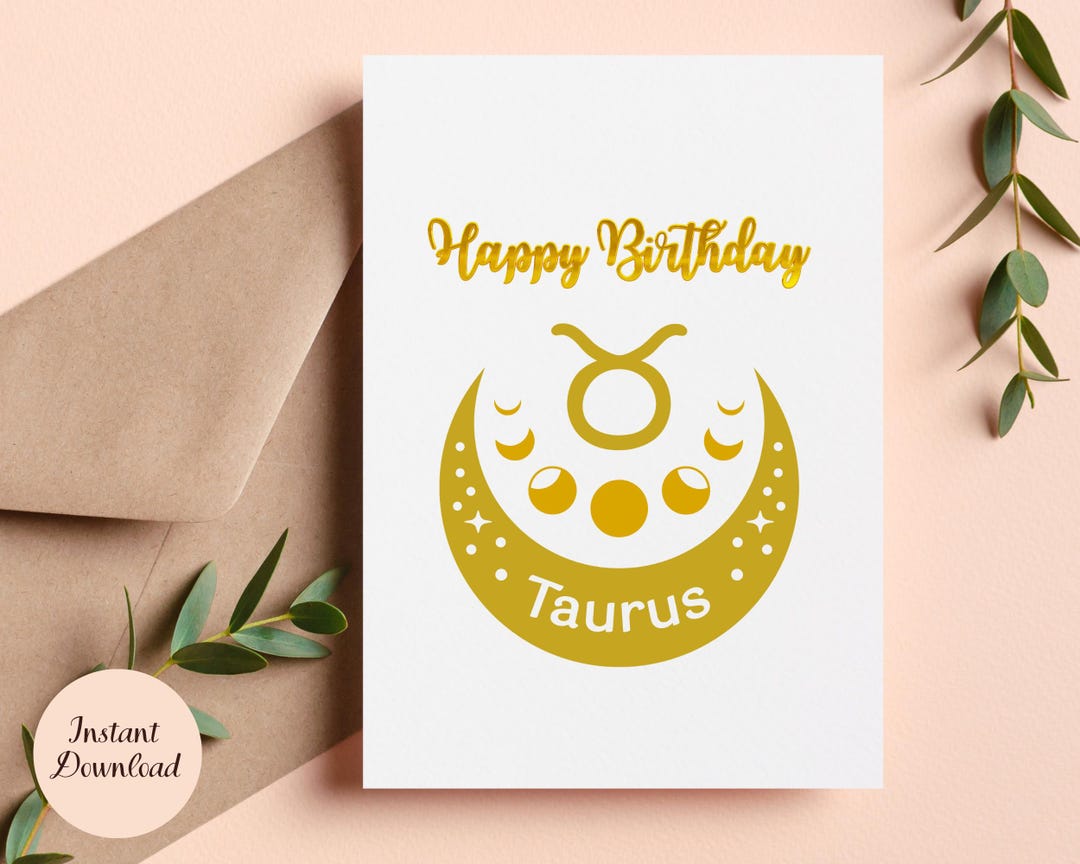 Taurus Birthday Card, Horoscope Card, Zodiac Sign Card, Astrology Sign ...