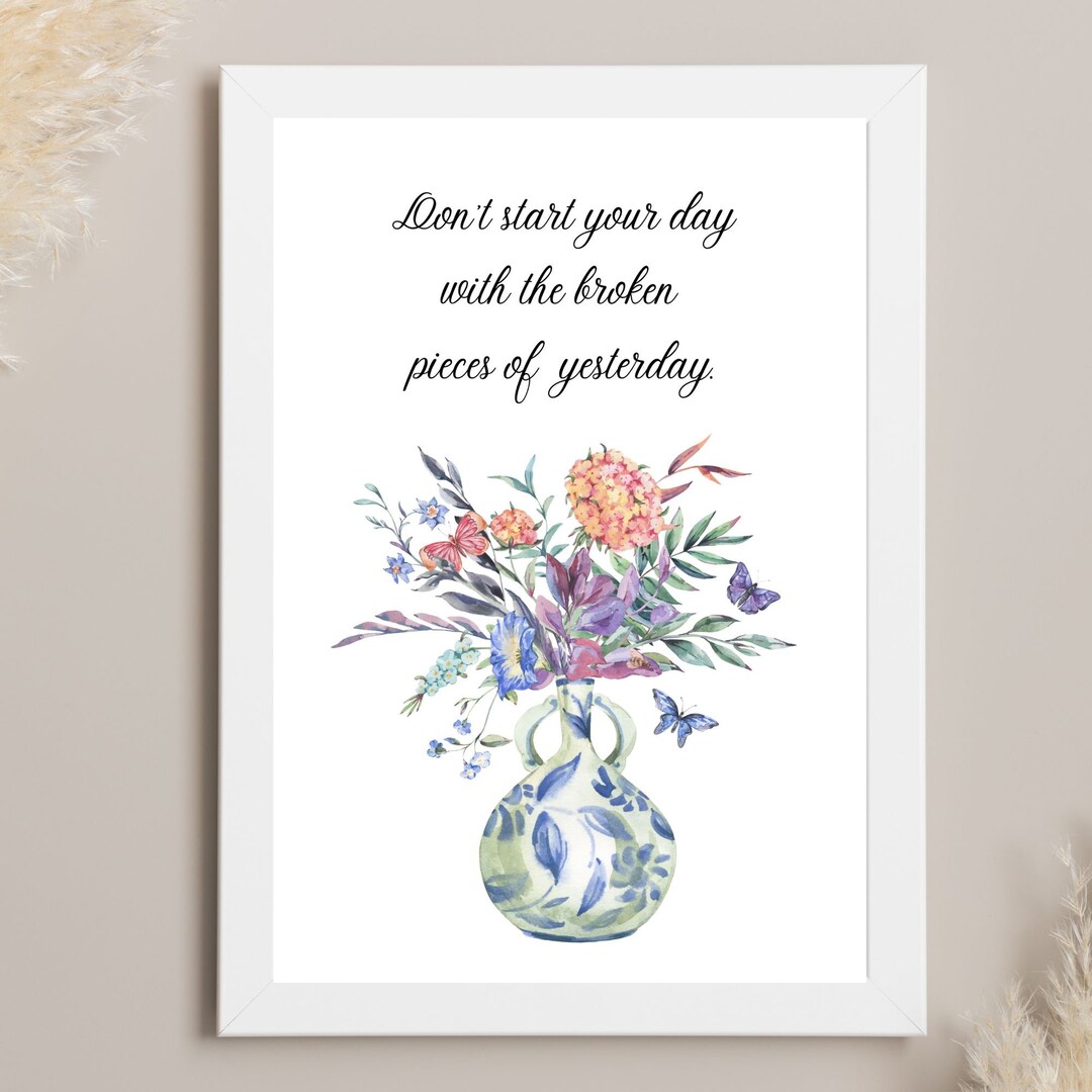 Watercolor Flowers on a Vase Wall Art Motivational Quote for - Etsy