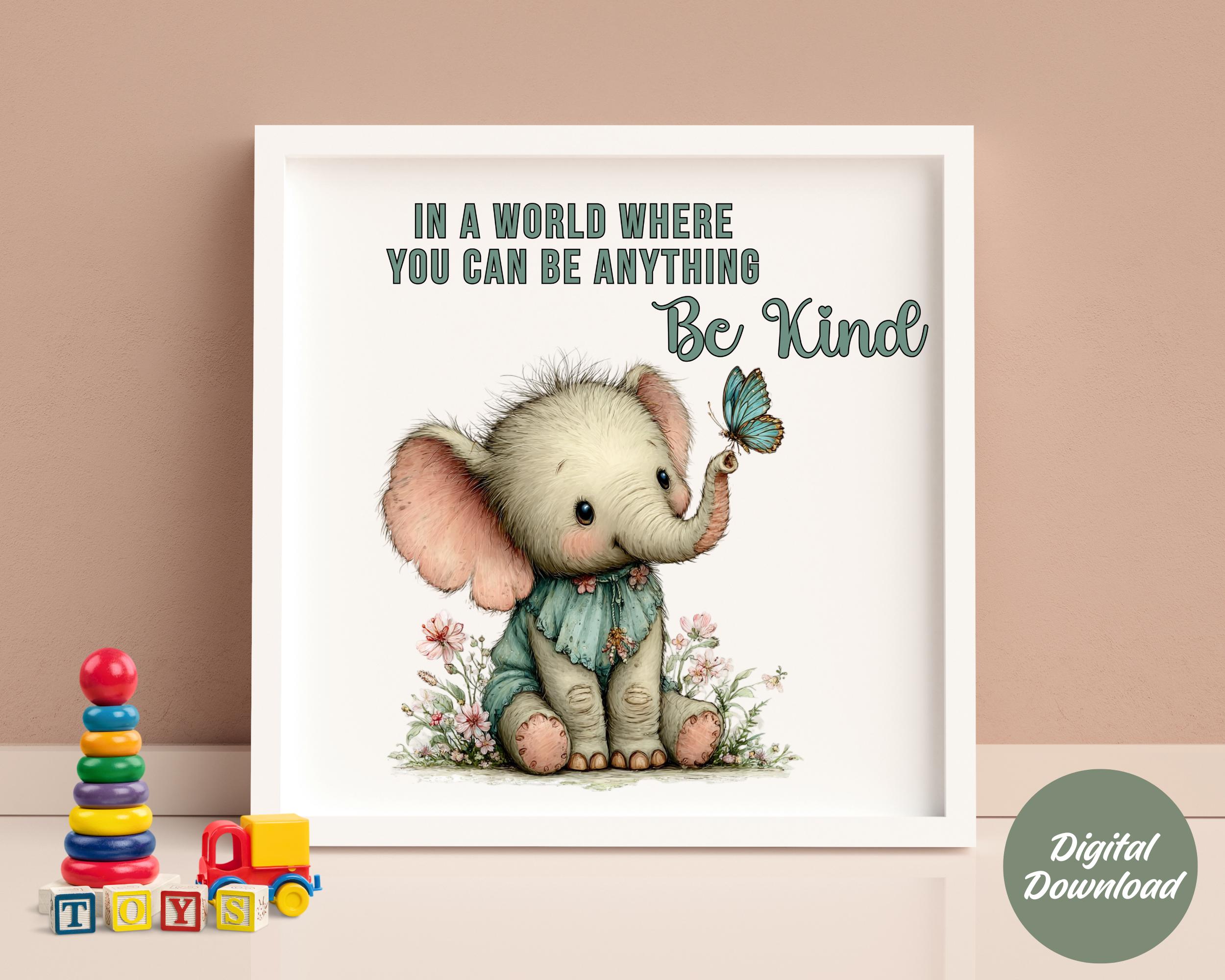 Inspirational Kids Quote Baby Elephant Clipart, Printable Nursery Wall ...