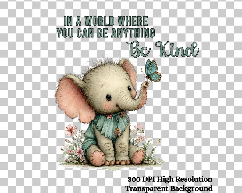 Inspirational Kids Quote Baby Elephant Clipart, Printable Nursery Wall ...