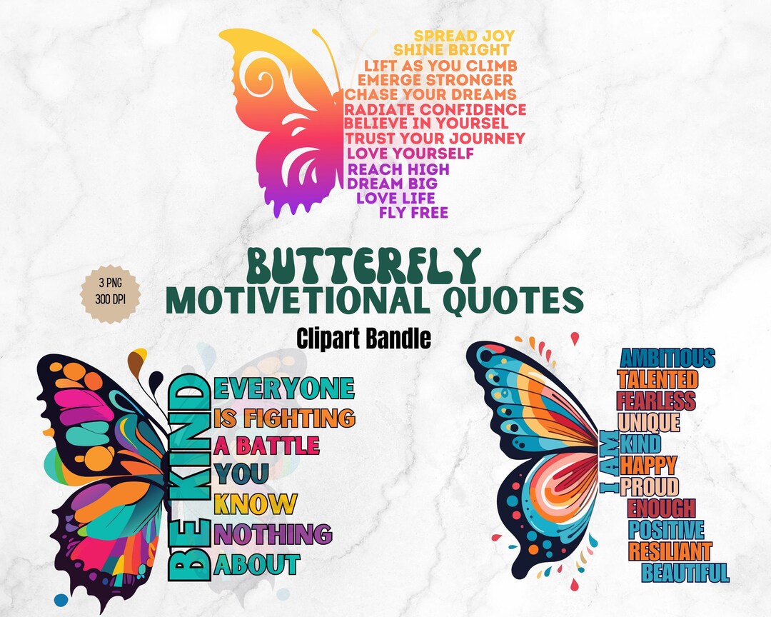 Motivational Butterfly Clipart, Inspirational, Self Love, Mental Health ...
