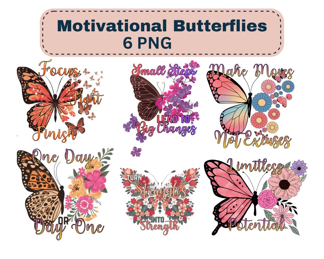 Motivational Butterflies Clipart, Inspirational Positive Quotes PNG ...