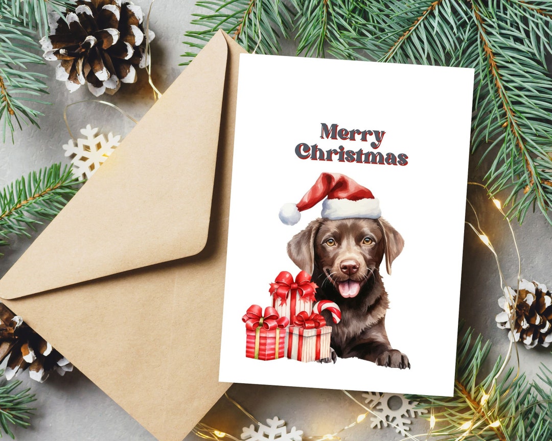 Merry Christmas From Our Four-legged Santa Cute Watercolor Dog Wearing ...