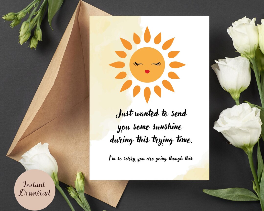 Sending Sunshine Card: Sympathy & Encouragement (PDF Download) - Etsy