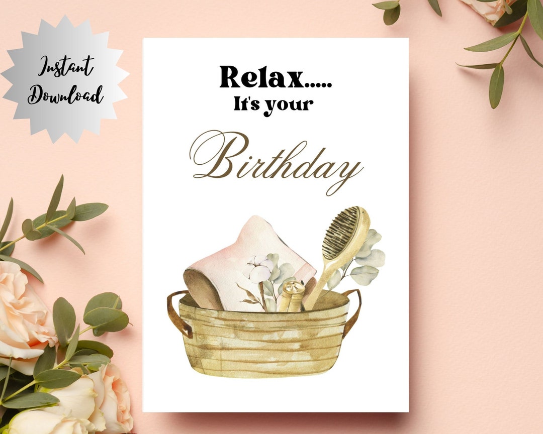 Relaxing Spa Birthday Card: Watercolor Self-care Gift (PDF) - Etsy