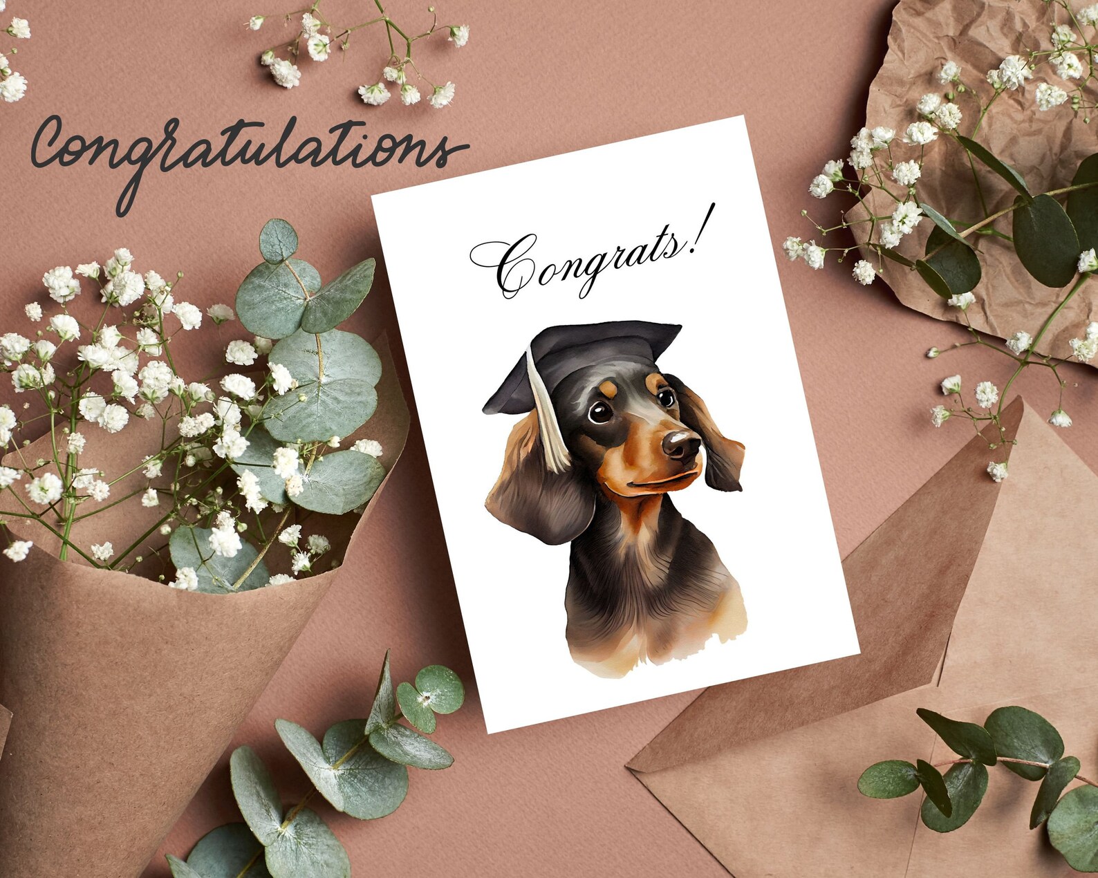 Cute Dachshund Wearing Graduation Cap, Congratulation Class of 2025 ...