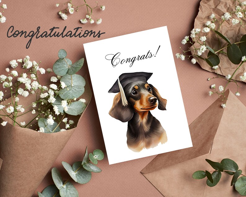 Dachshund Graduation Printable Card. - Etsy