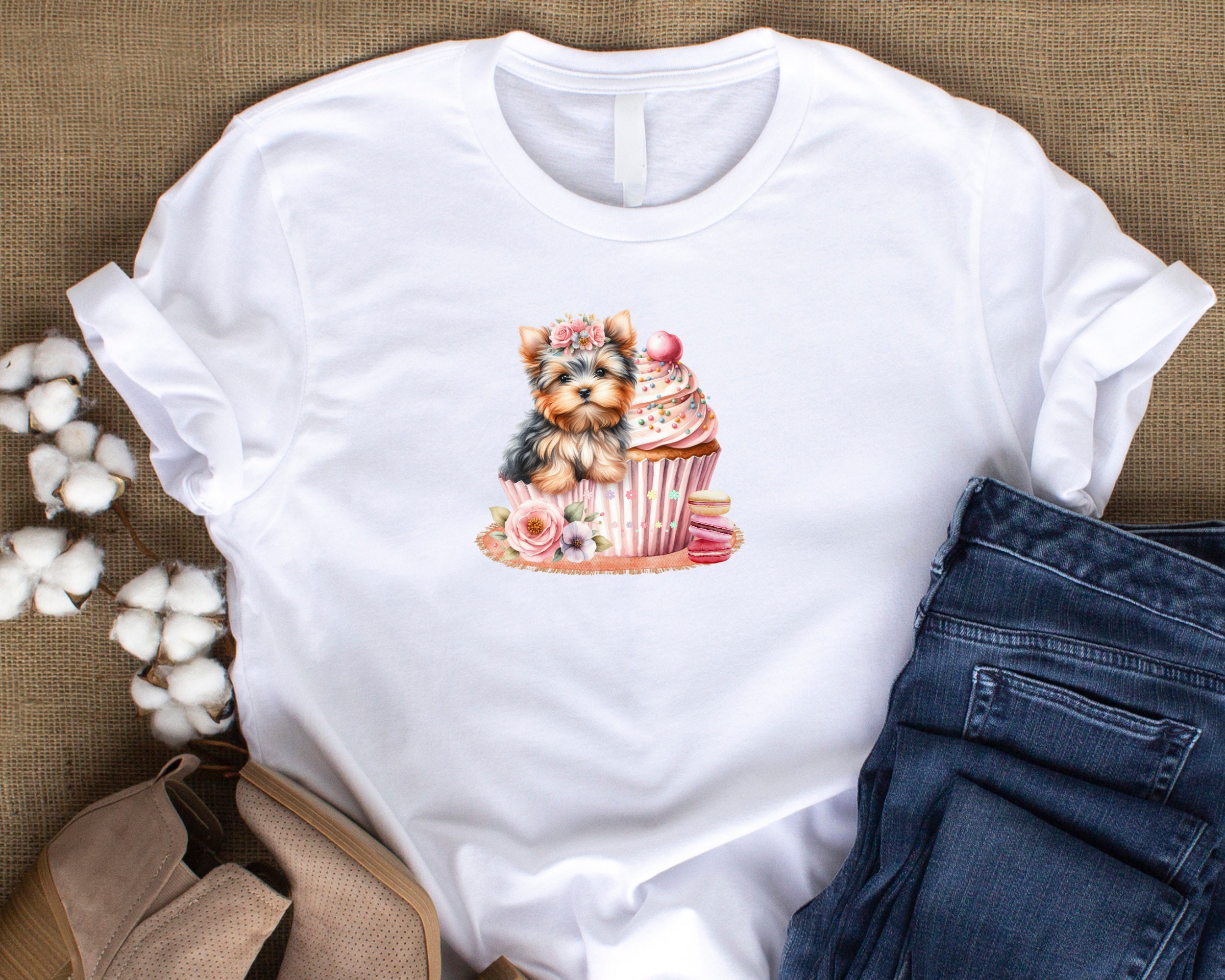 Adorable Watercolor Yorkshire Terrier Cupcake Digital Download PNG ...