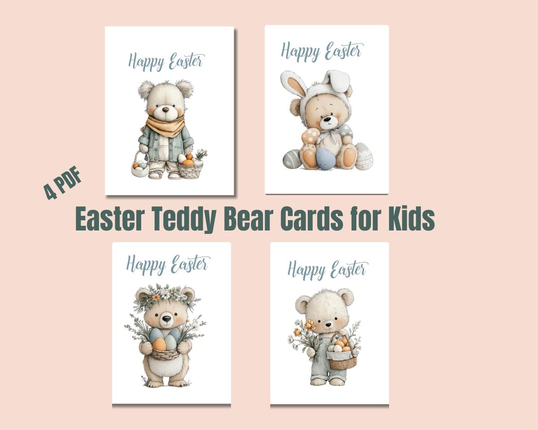 Easter Teddy Bear Classroom Cards, Printable Woodland Animals Set of ...