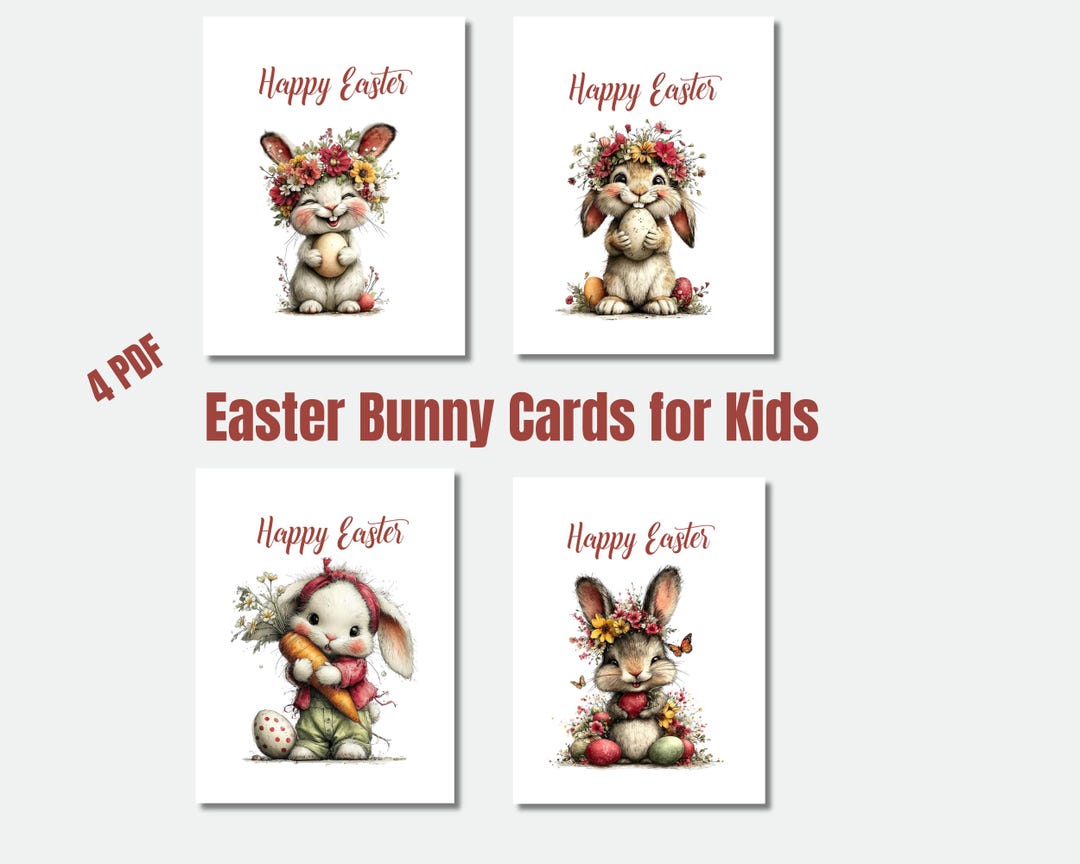 Easter Bunny Classroom Cards, Printable Whimsical Woodland Animals Set ...